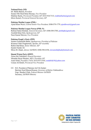 Letter to FATA Secretariat-Local government recommendations 2013 ...