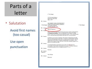 Parts of Block Letter with Student Notes | PPT