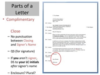 Parts of Block Letter with Student Notes | PPT