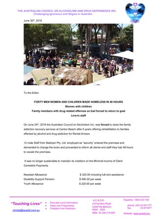 Letter of acadd services closure june 2016 | PDF