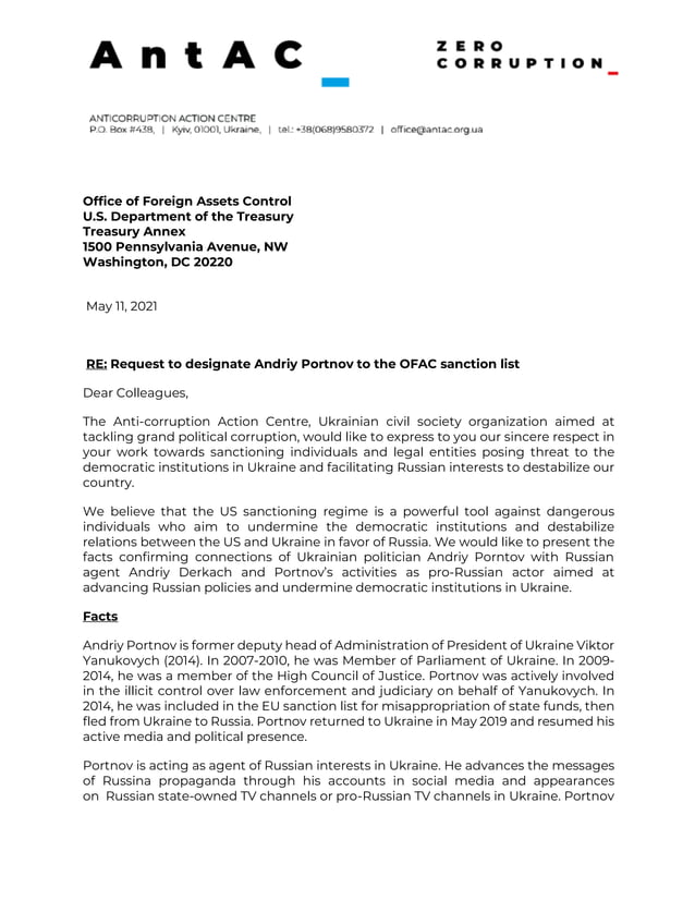 Letter ofac potrnov | PDF