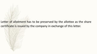 Letter of allotment for share | PPTX