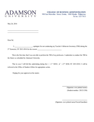 Letter of apology | DOCX