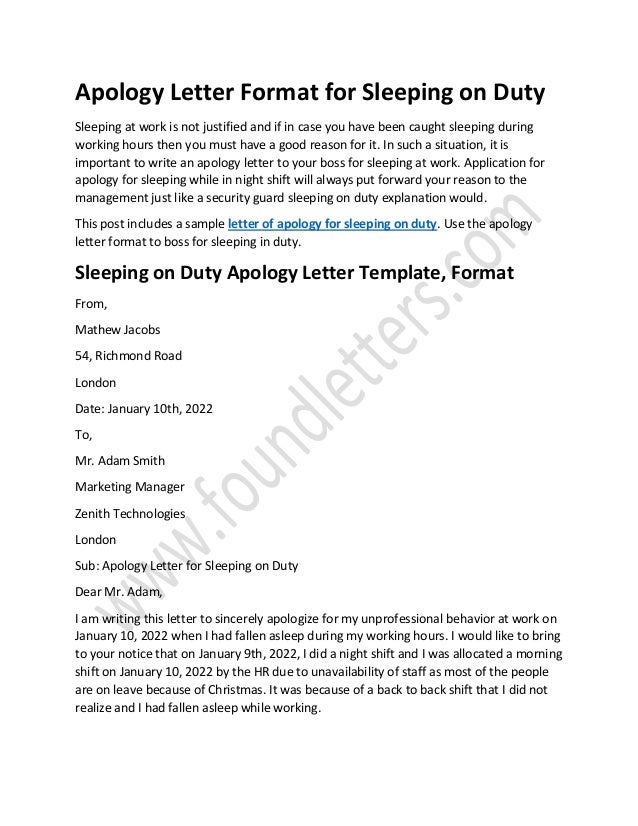 Letter Of Apology For Sleeping On Duty letter-of-apology-for-sleeping-on-duty