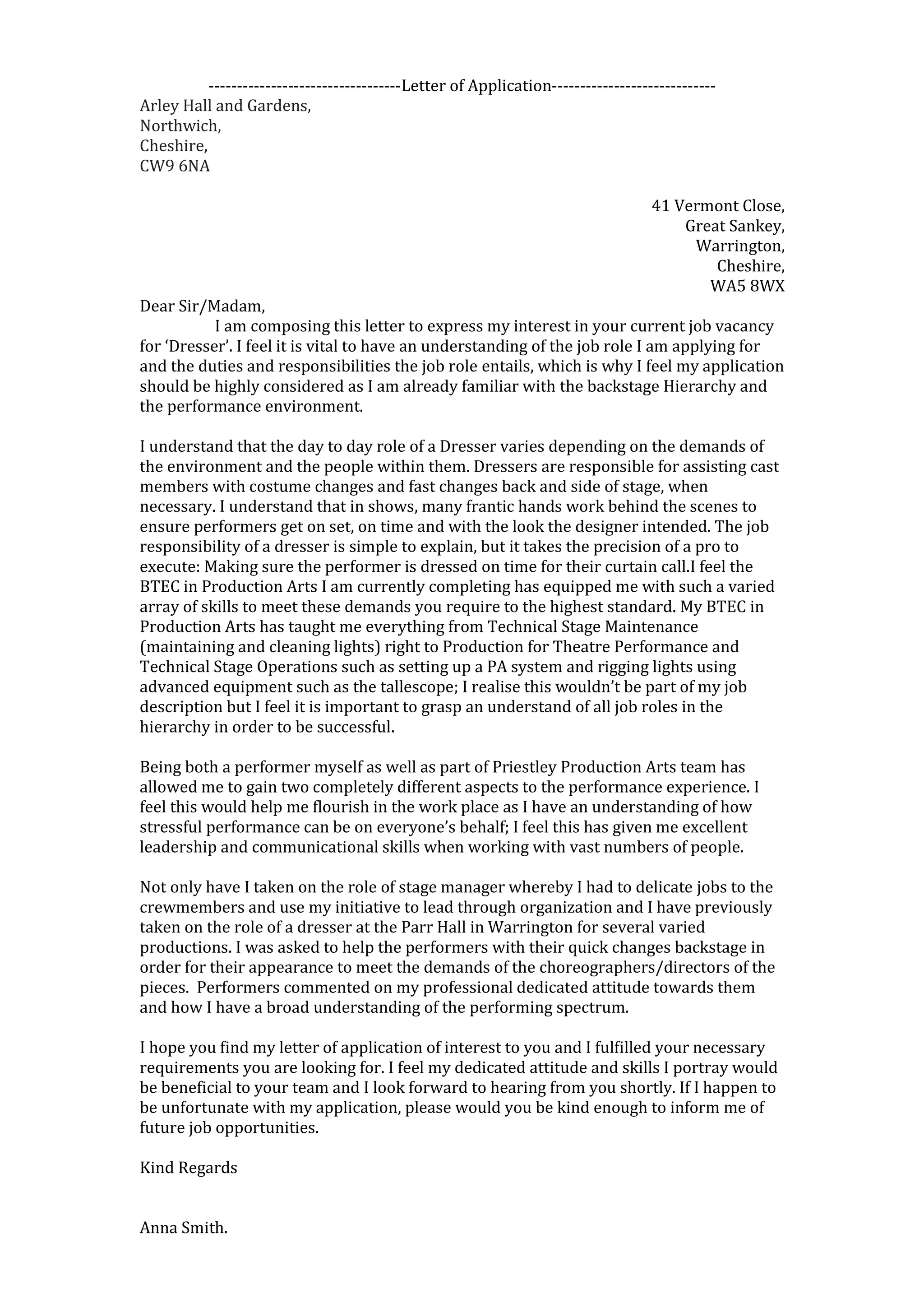 Letter of application | PDF