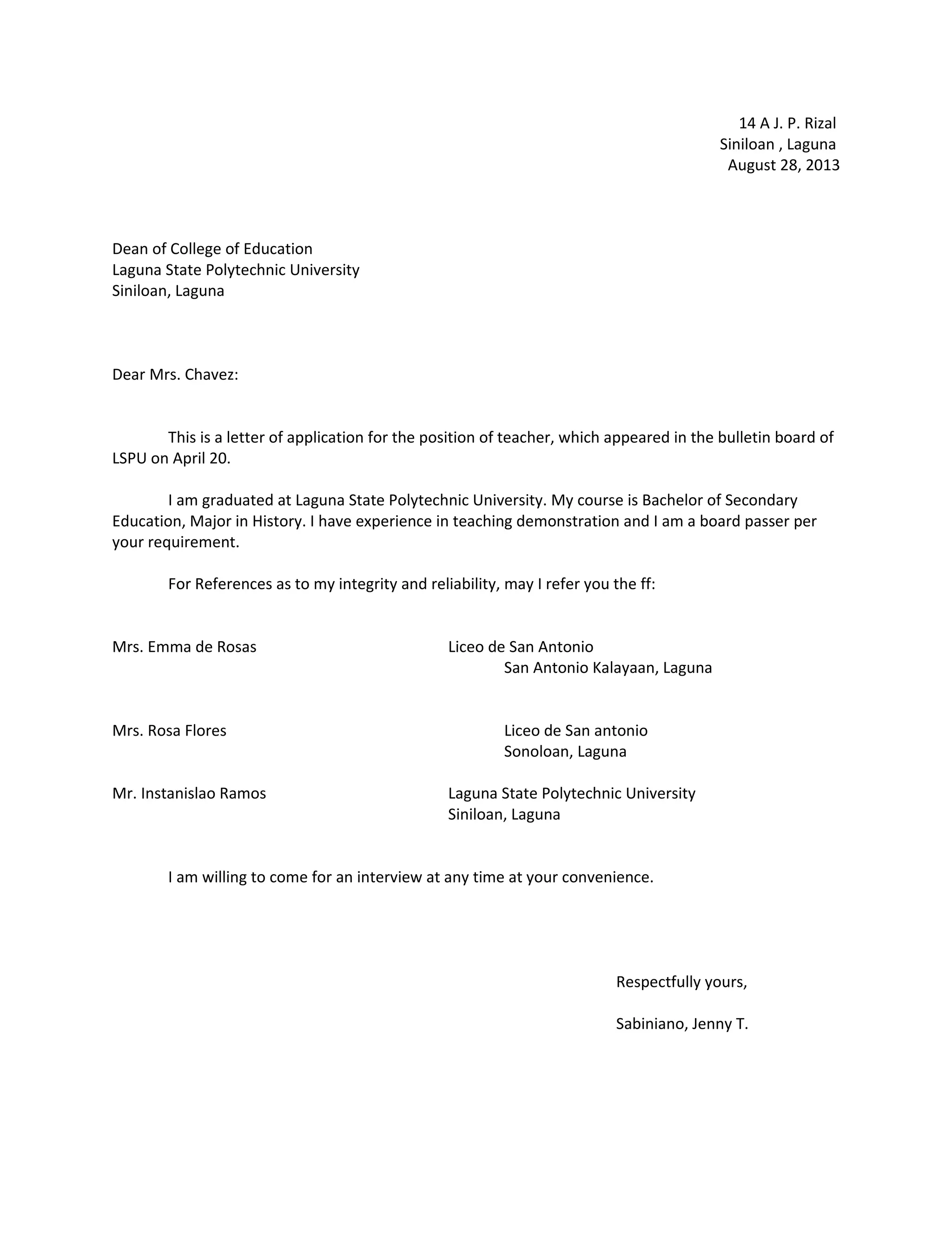 Letter Of Application 3 Form | DOC