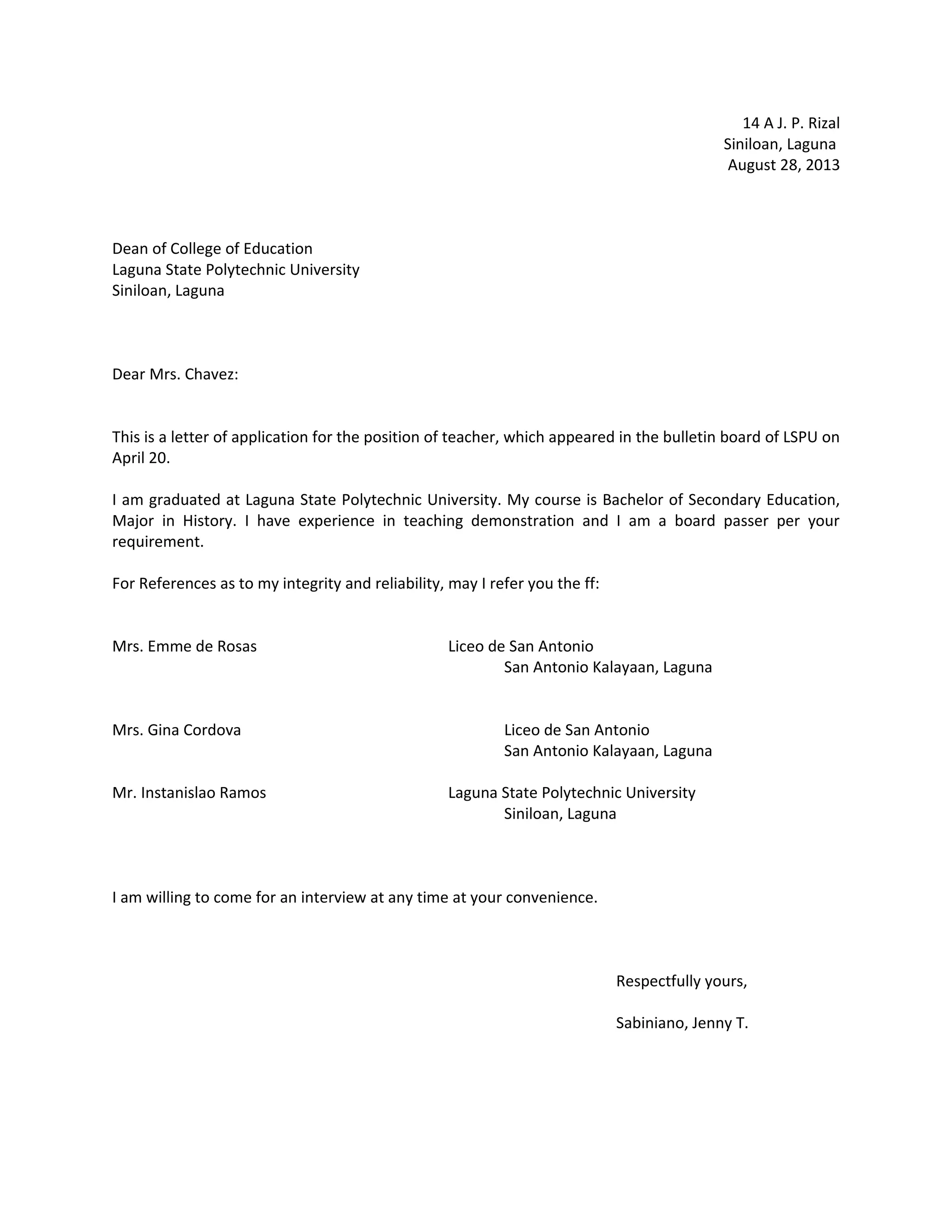 Letter Of Application 3 Form | DOC