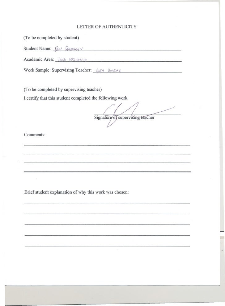 Letter Of Authenticity (Float)