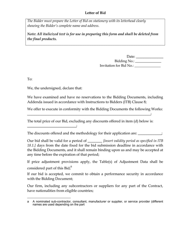 Letter of bid | DOC