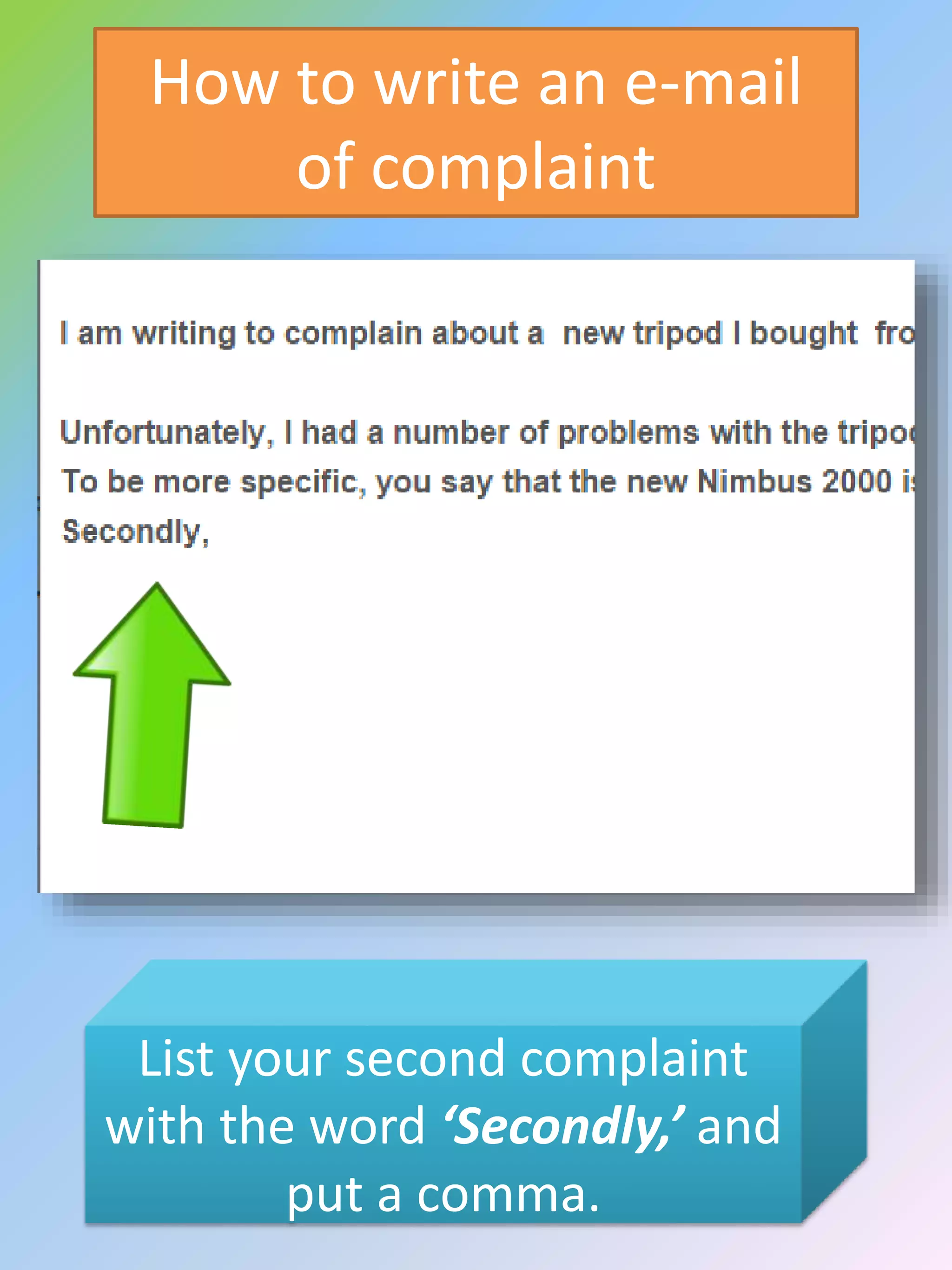 How to write an e-mail of complaint about a faulty product | PPT