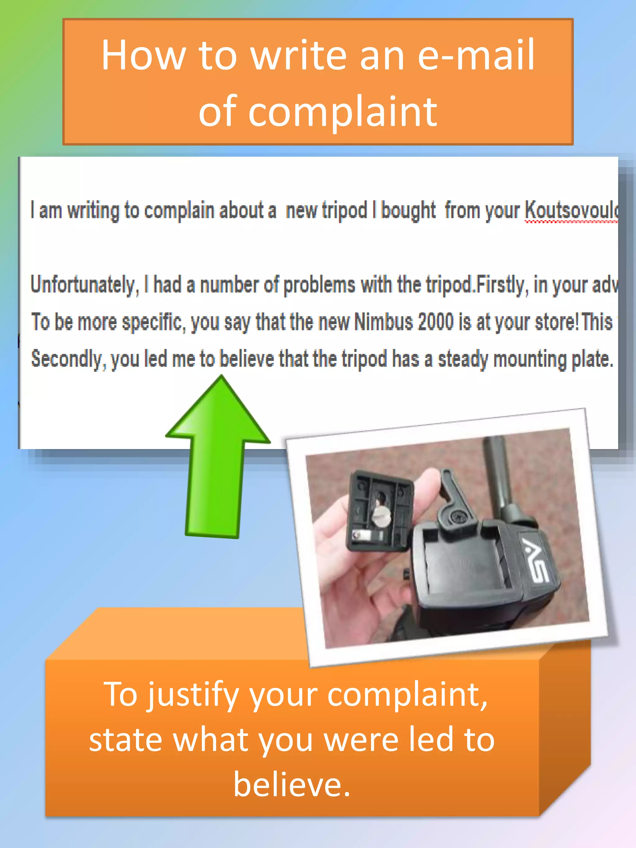 How to write an e-mail of complaint about a faulty product | PPT