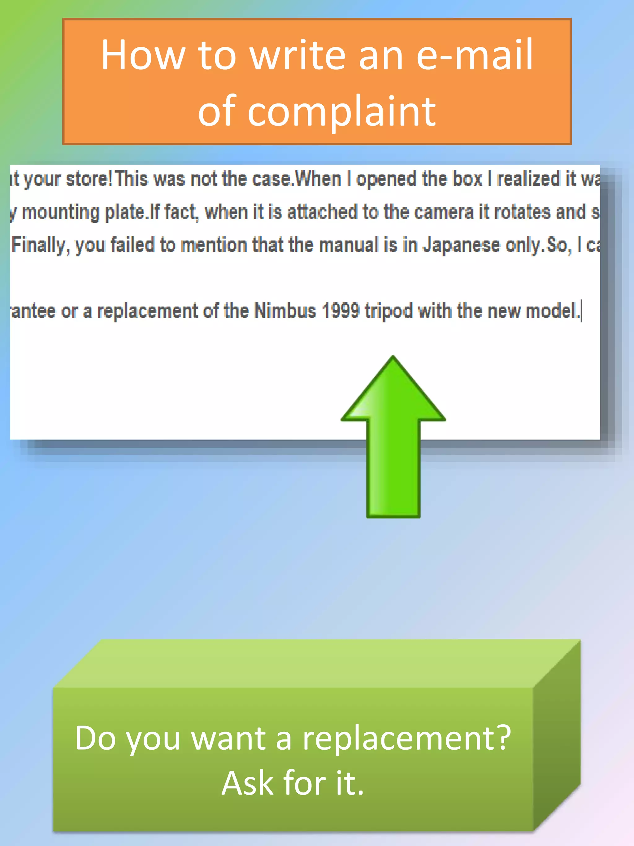How to write an e-mail of complaint about a faulty product | PPT