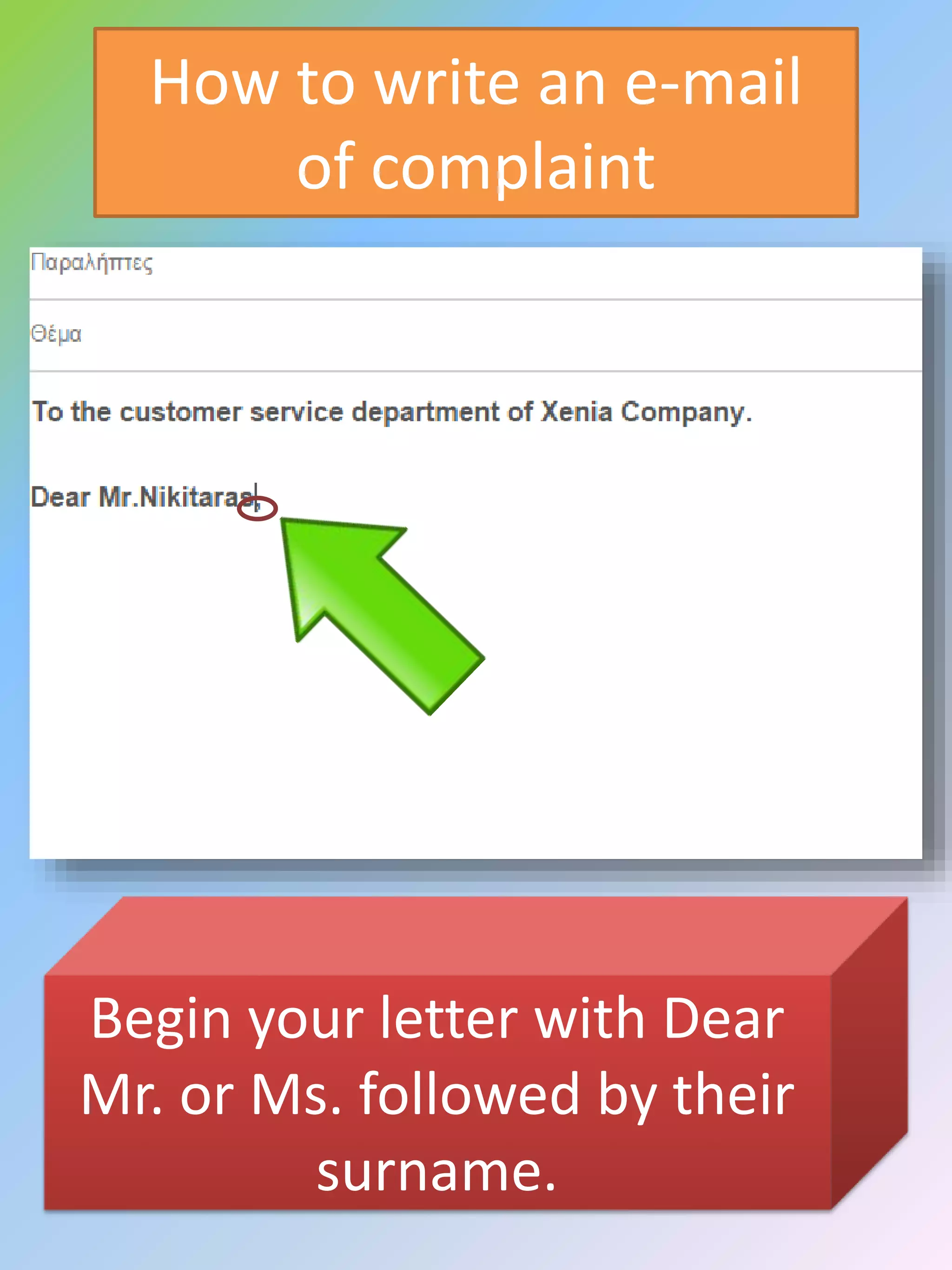How to write an e-mail of complaint about a faulty product | PPT