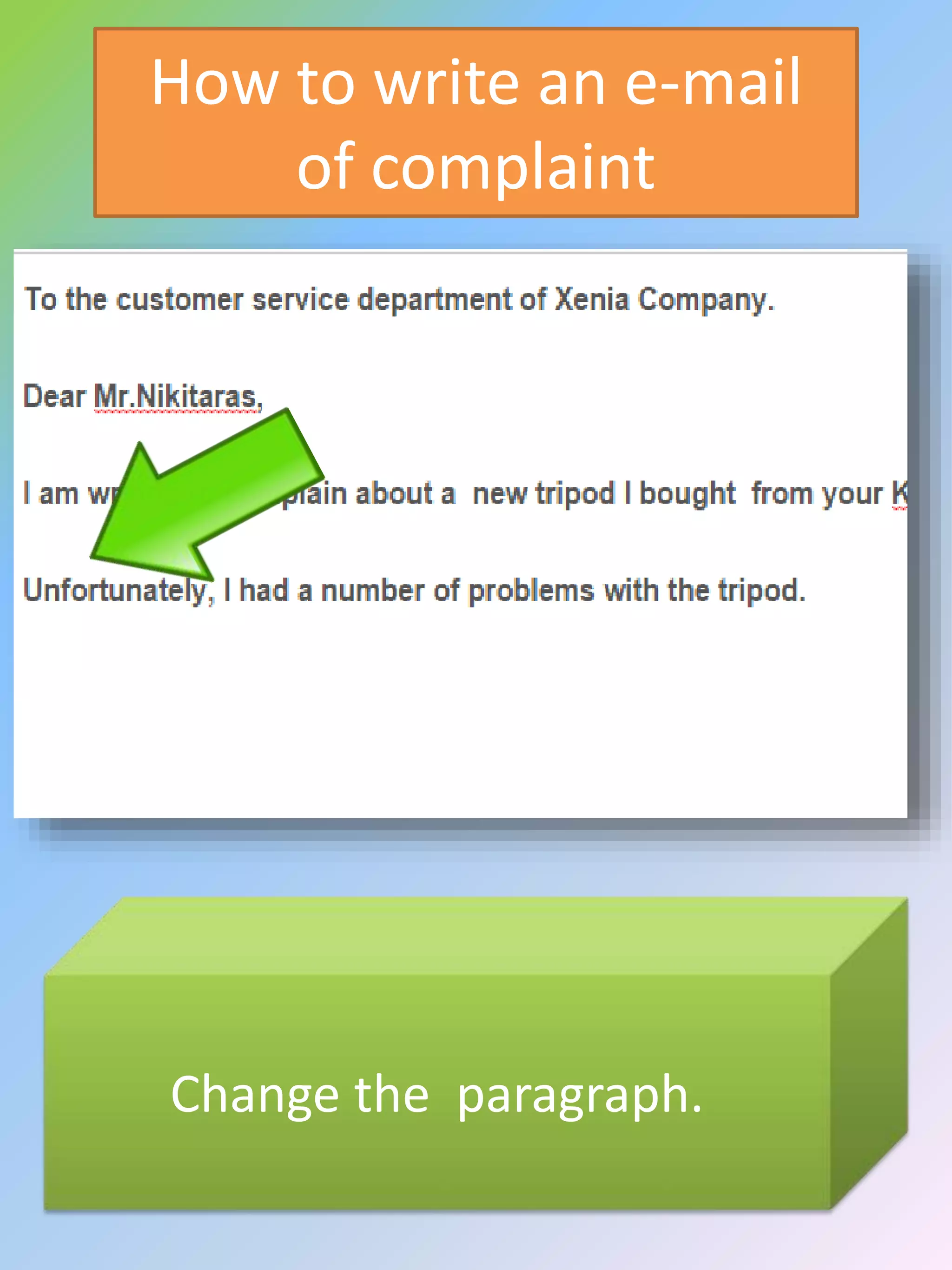 How to write an e-mail of complaint about a faulty product | PPT