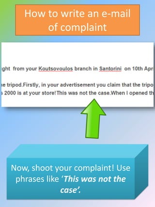 How to write an e-mail of complaint about a faulty product | PPSX