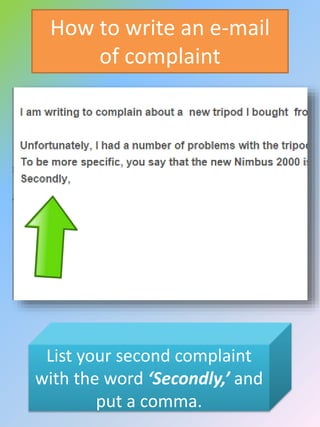 How to write an e-mail of complaint about a faulty product | PPT