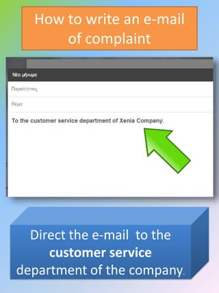 How to write an e-mail of complaint about a faulty product | PPSX