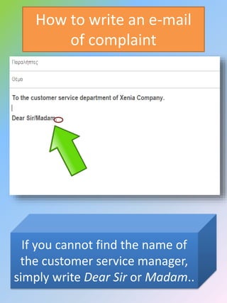 How to write an e-mail of complaint about a faulty product | PPT