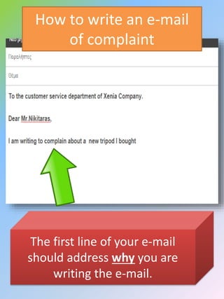 How to write an e-mail of complaint about a faulty product | PPT