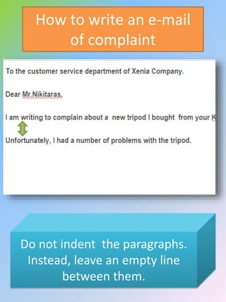 How to write an e-mail of complaint about a faulty product | PPT