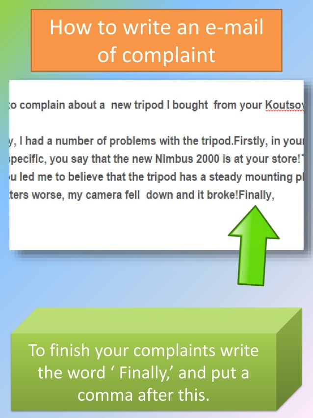 How to write an e-mail of complaint about a faulty product