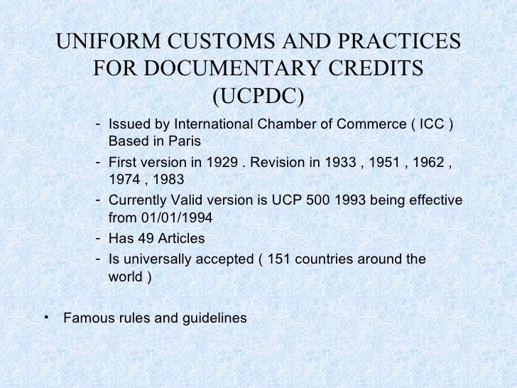 Uniform Custom And Practice For Documentary Credit - creditos ...