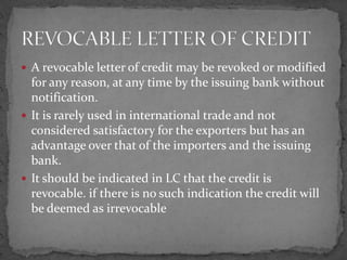 Letter of credit | PPTX | Credit Cards | Personal Debt