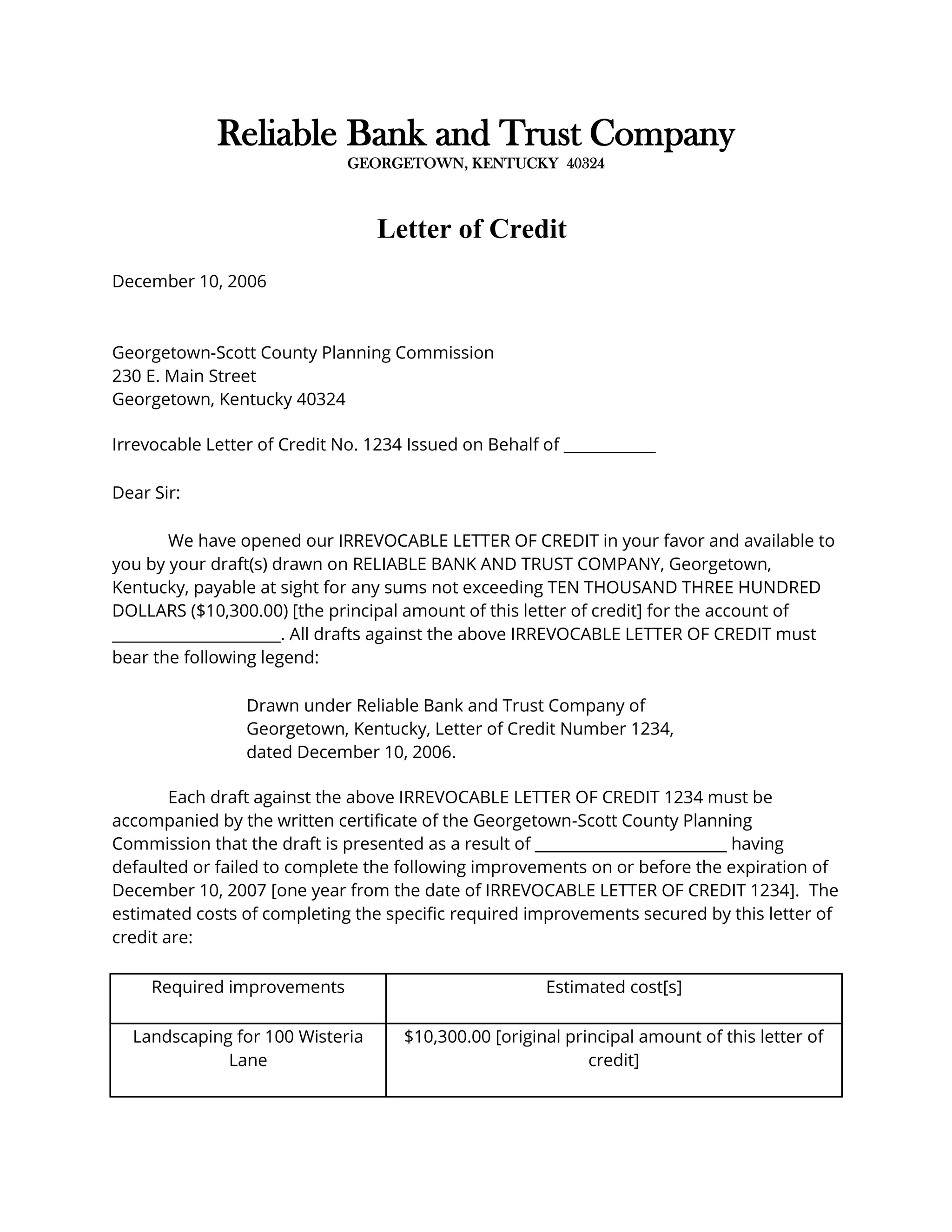 Sample Letter of Credit | PDF | Business | Business and Finance