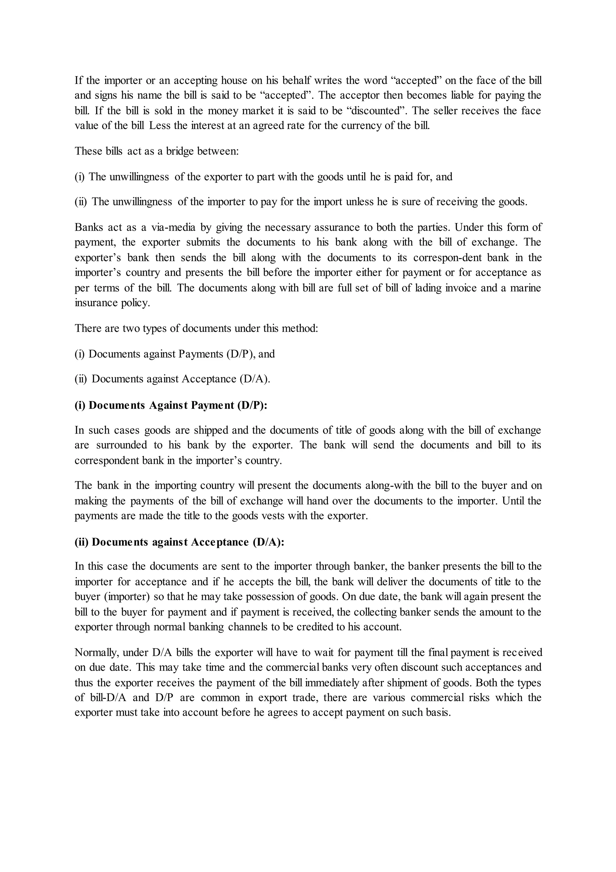 Letter of credit and bill of exchange | DOCX