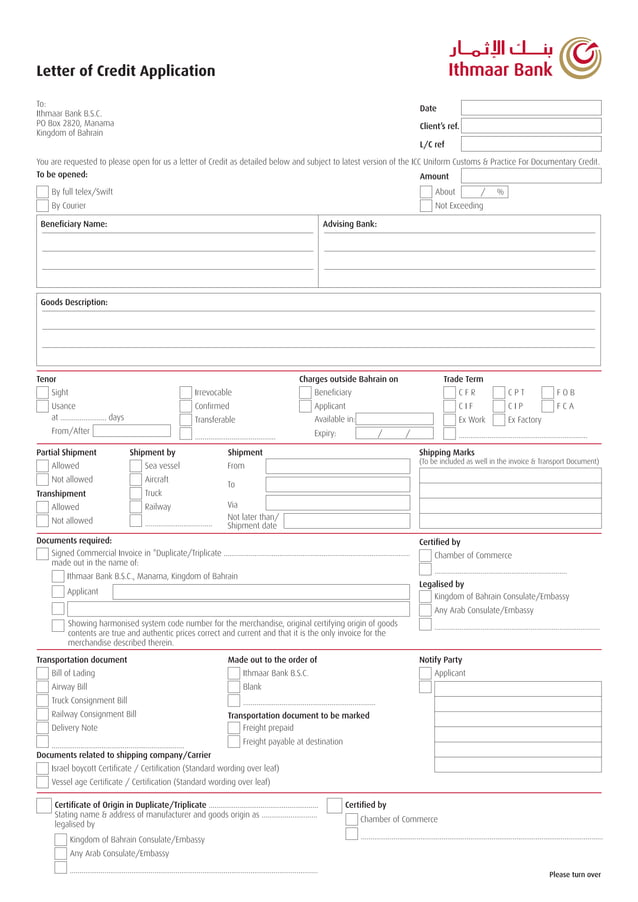 Letter of credit_application | PDF