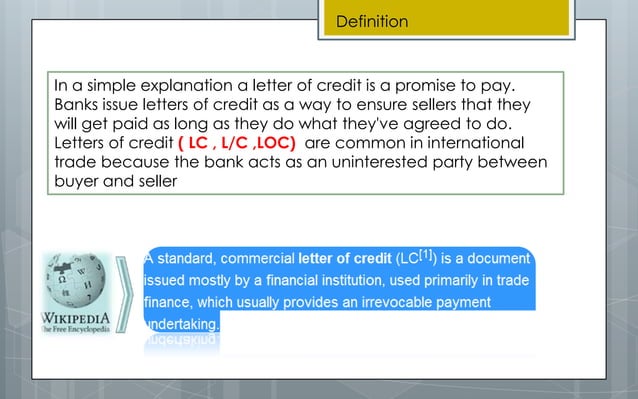 Letter of credit ( lc) | PPTX | Credit Cards | Personal Debt
