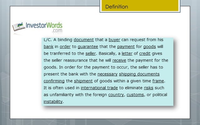 Letter of credit ( lc) | PPTX | Credit Cards | Personal Debt