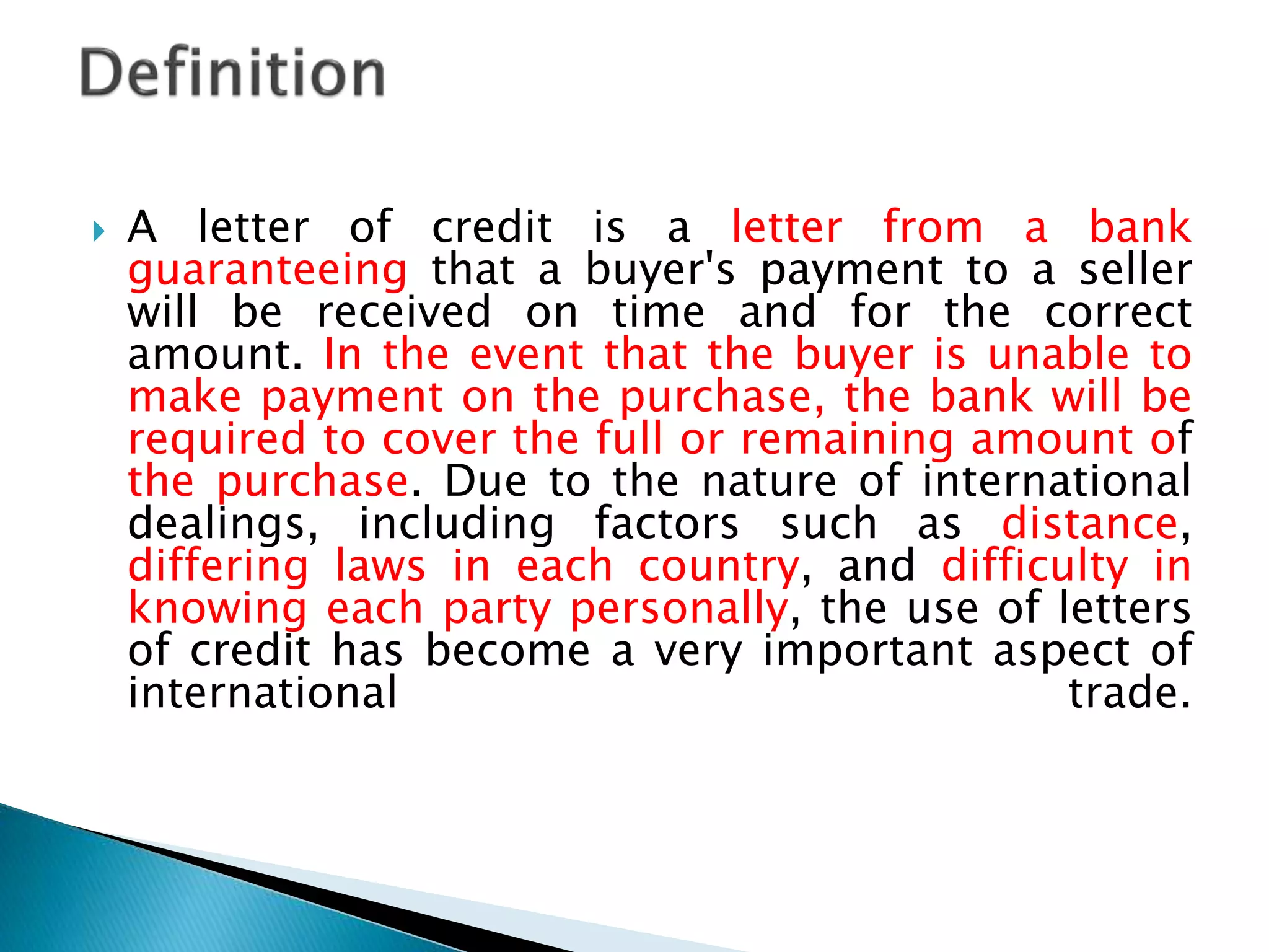 Letter of Credit(LC), PPT of LC | PPTX