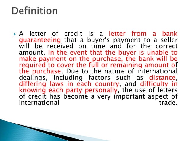 Letter of Credit(LC), PPT of LC | PPTX