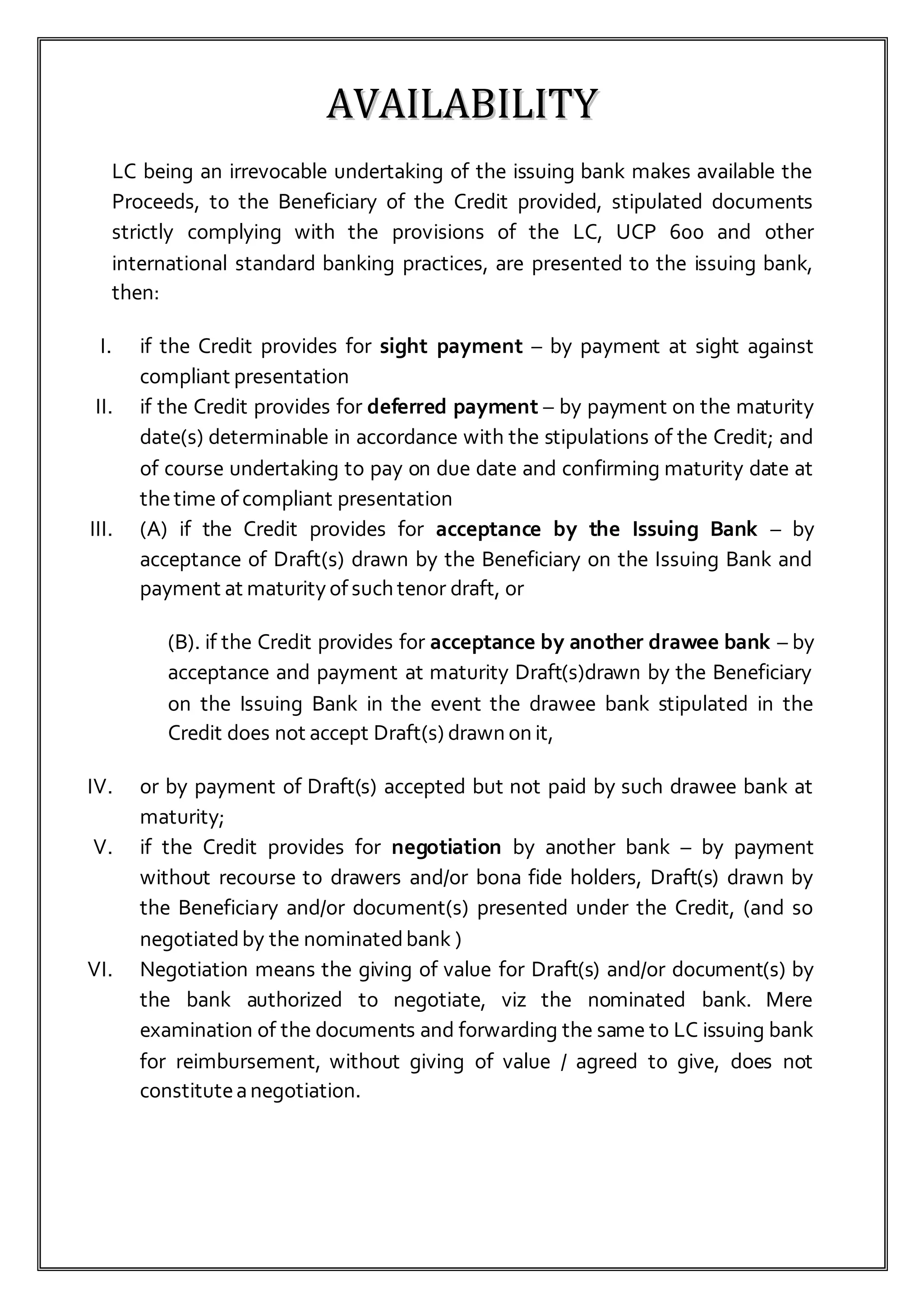Letter of credit report | DOCX