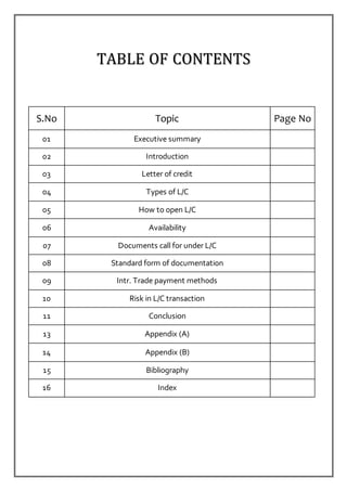 Letter of credit report | DOCX