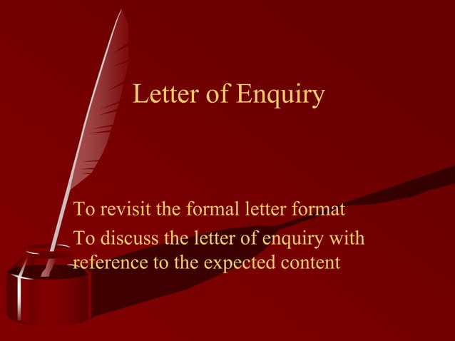 Letter writing- Enquiry Letter | PPT