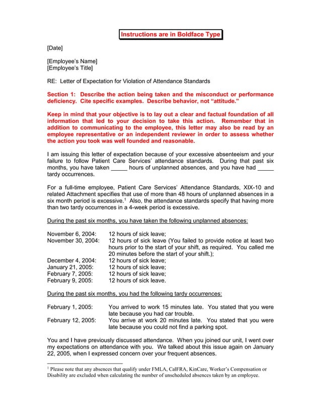 Letter of expectation