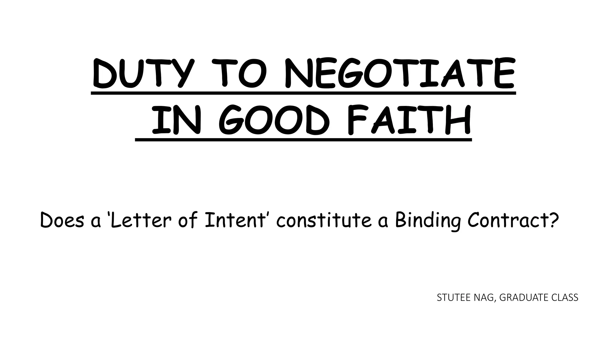 Letter of Intent (It's all in Good Faith) | PPT