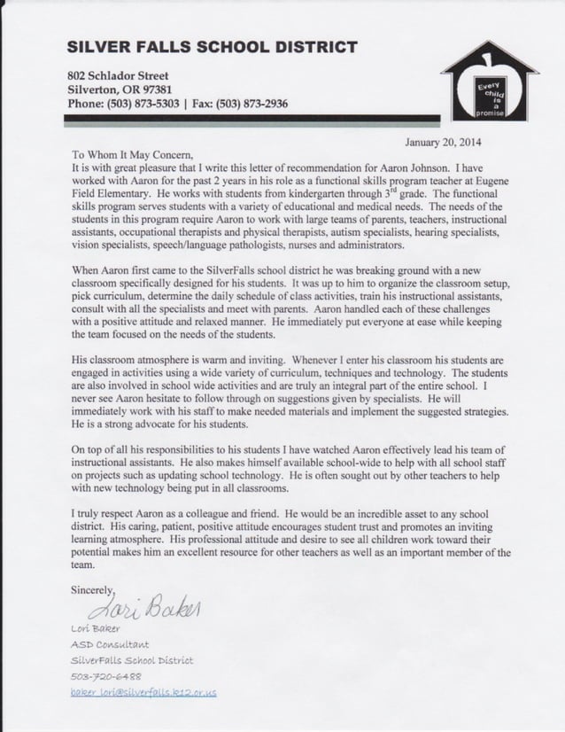 Letter of Recommendation Lori Baker | PDF