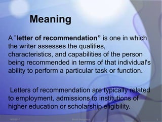 Letter of recommendation | PPT