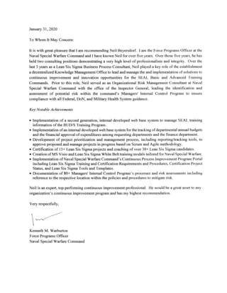 Letter of Recommendation from Naval Special Warfare Command Force ...
