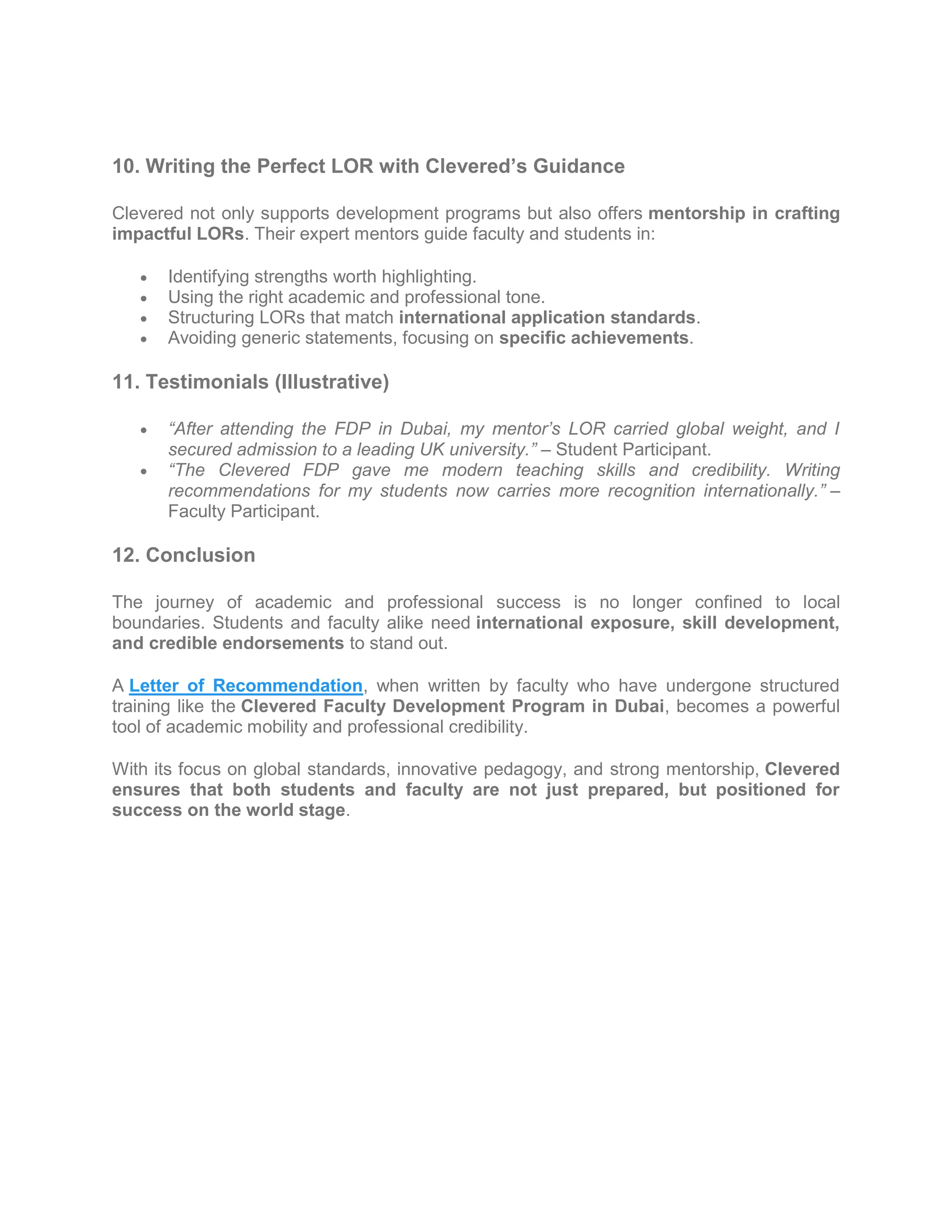 Letter of Recommendation for Students and Faculty Development Program ...