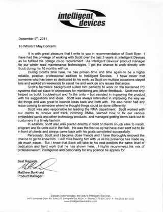 Letter of Recommendation from Matthew Burkhard | PDF