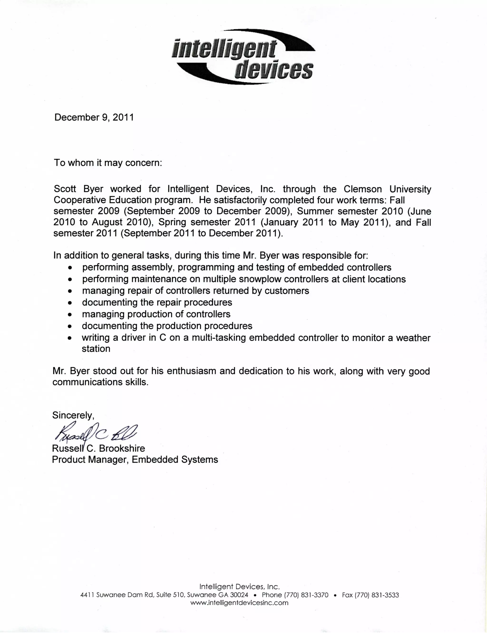 Letter of recommendation from Russ Brookshire | PDF