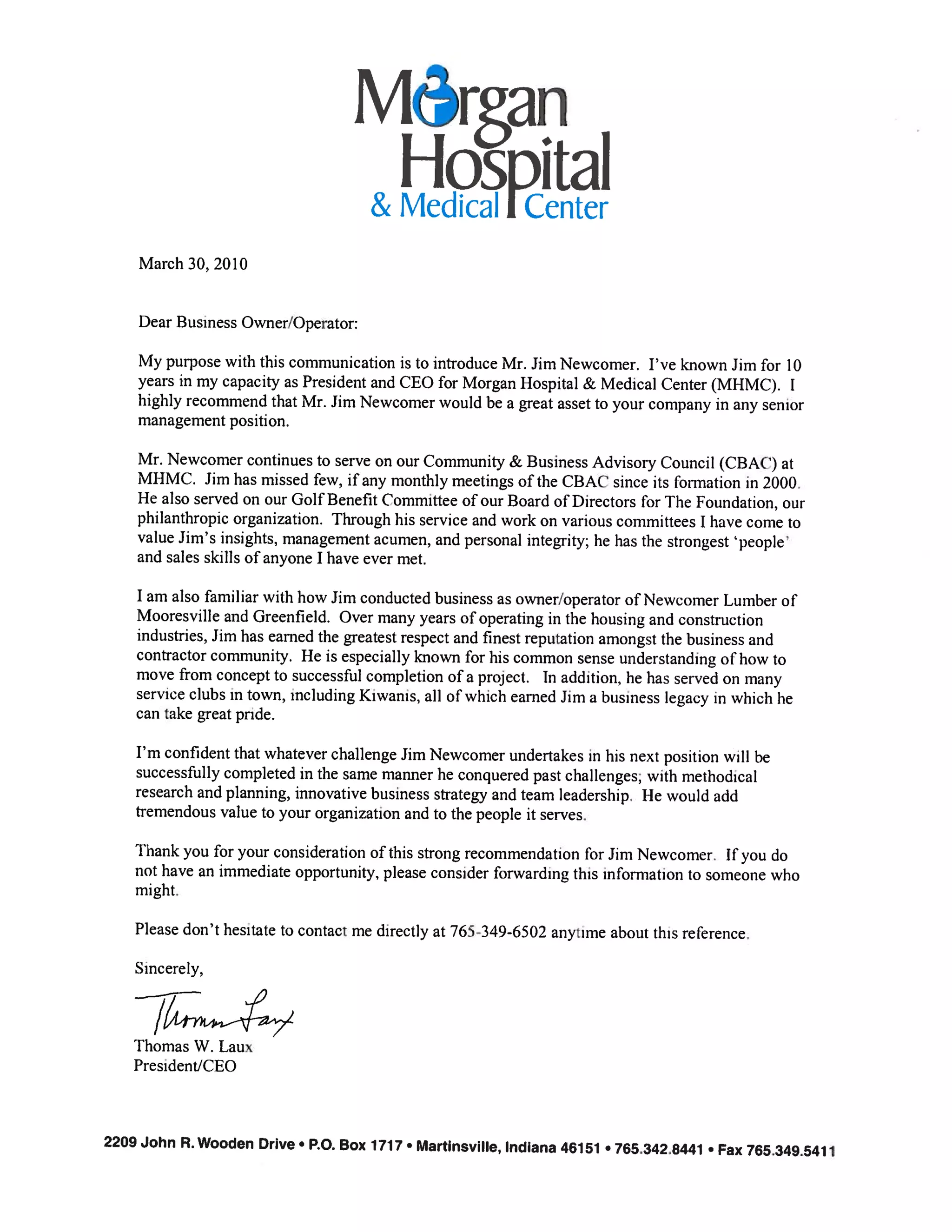 Recommendation - Tom Laux | PDF