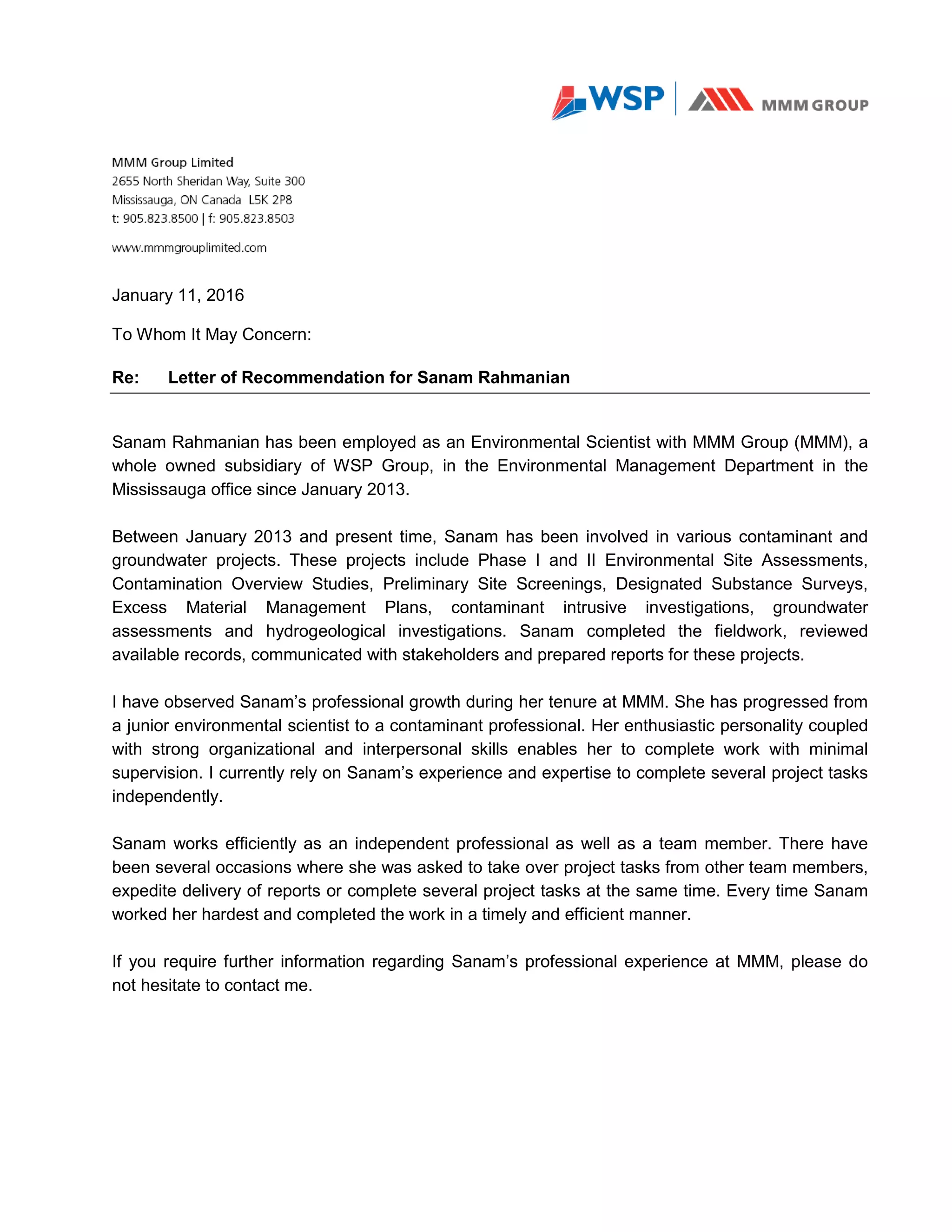 Letter of recommendation ( MMM group) | PDF