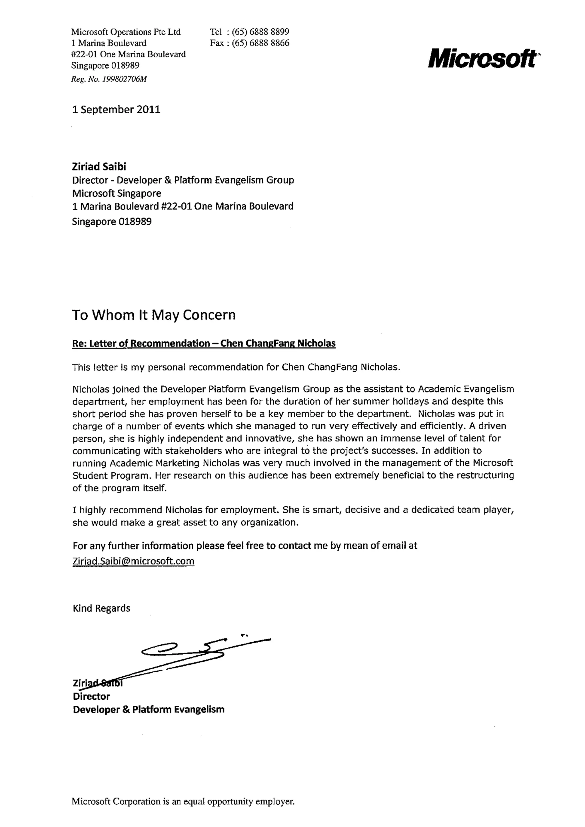 Letter Of Recommendation Microsoft | PDF