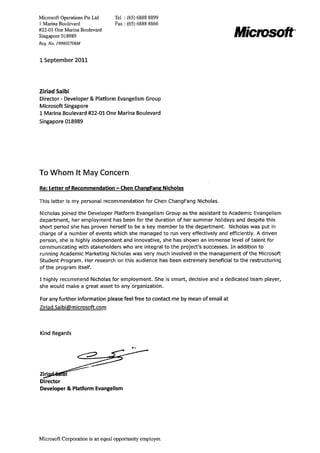 Letter Of Recommendation Microsoft | PDF