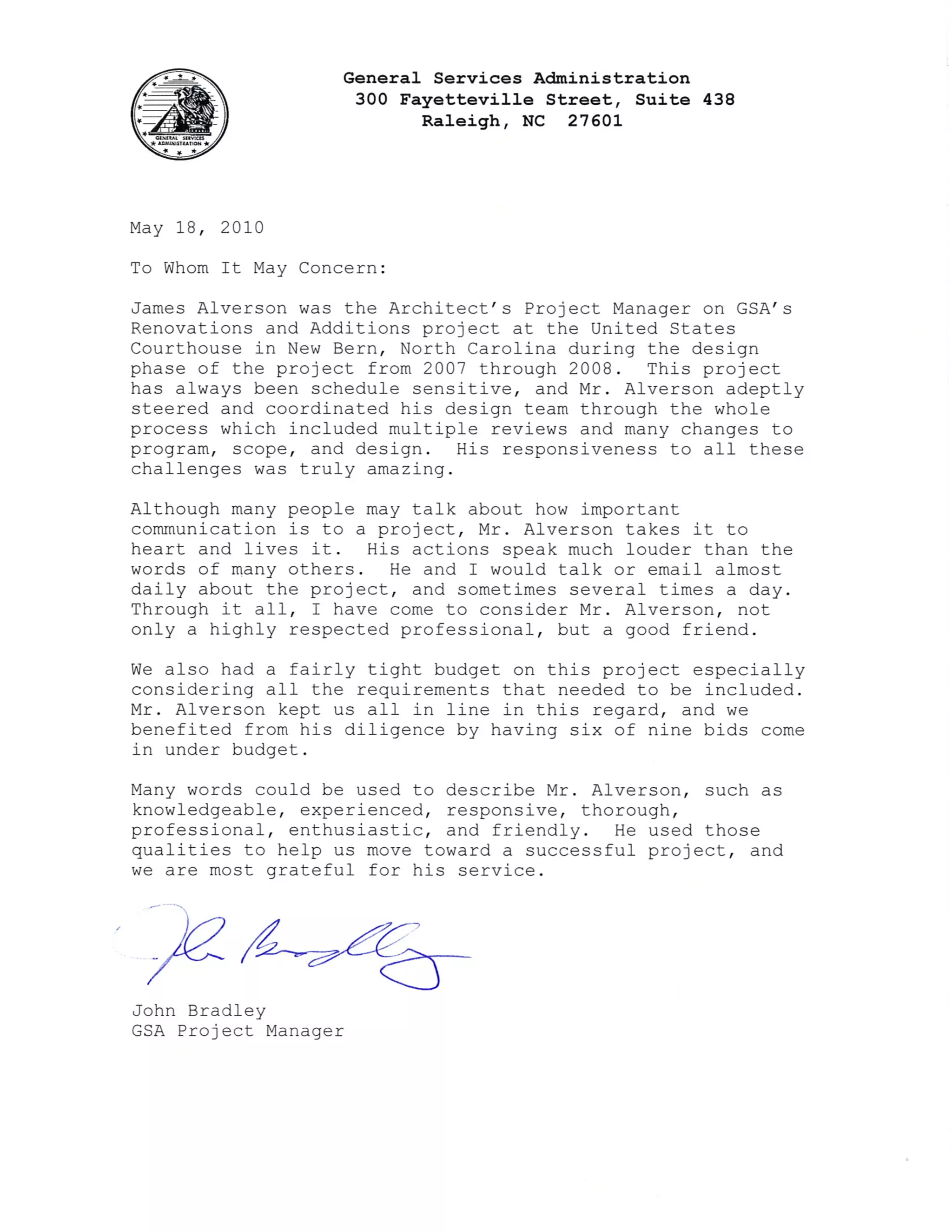 Letter of recommendation of James Alverson, AIA LEED AP | PDF